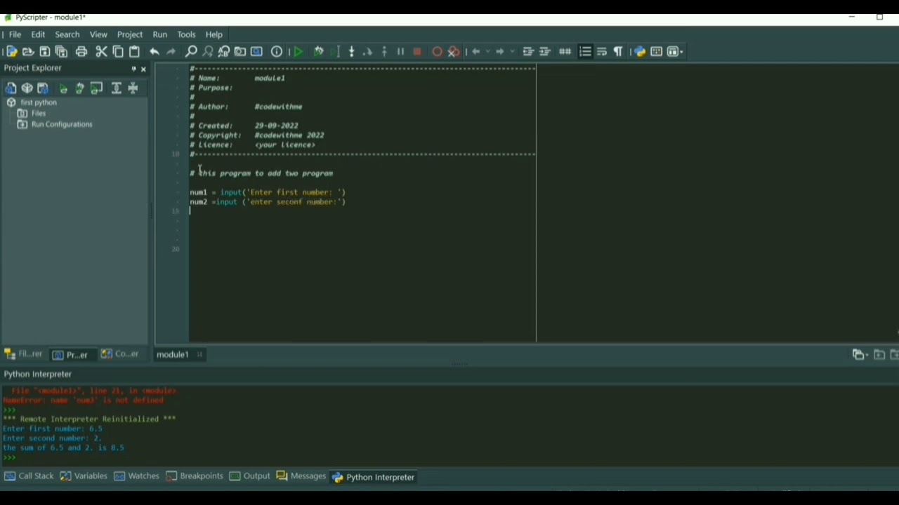 Add Two Float Number With Taking Input In Python Programming Youtube