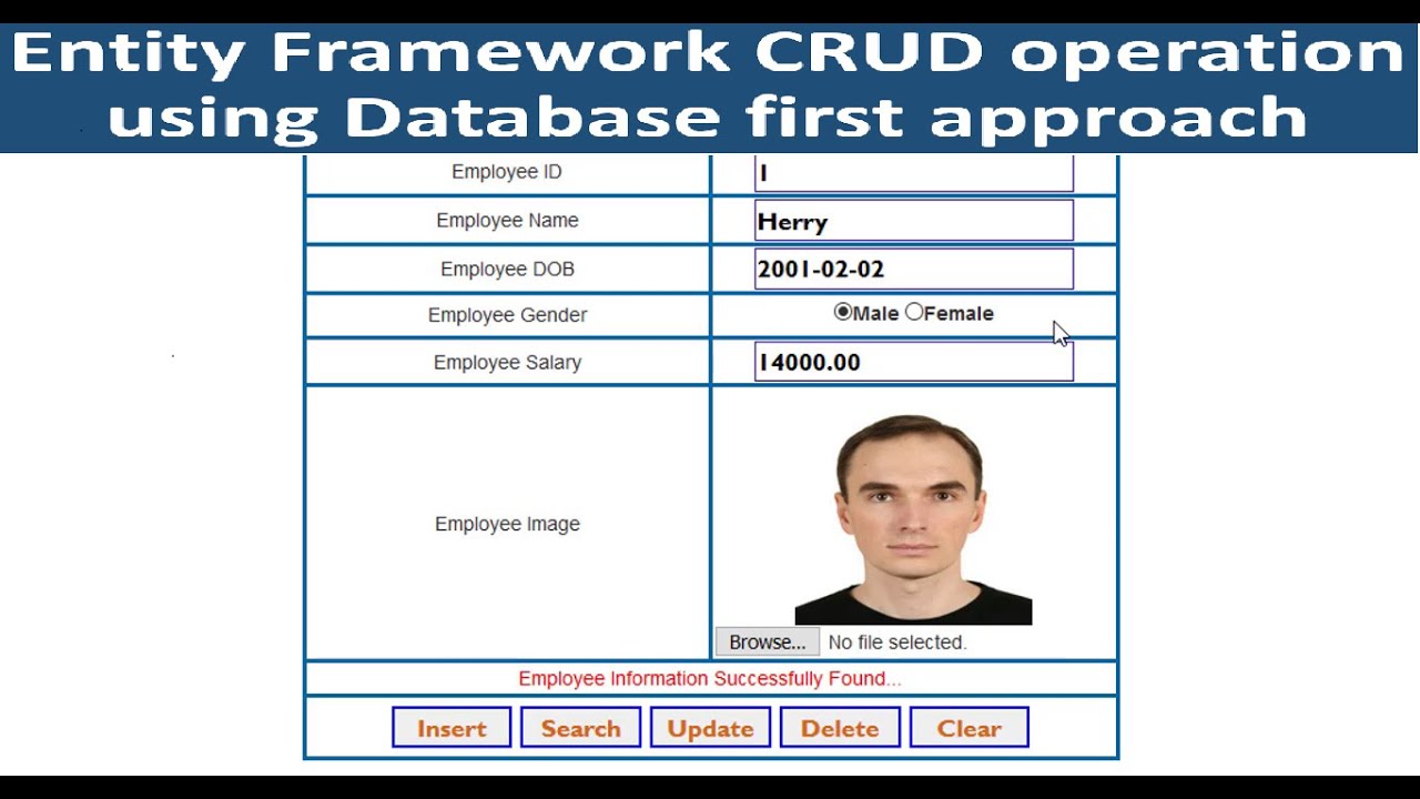 Insert Search Update Delete Crud Operation Using Entity Framework Db