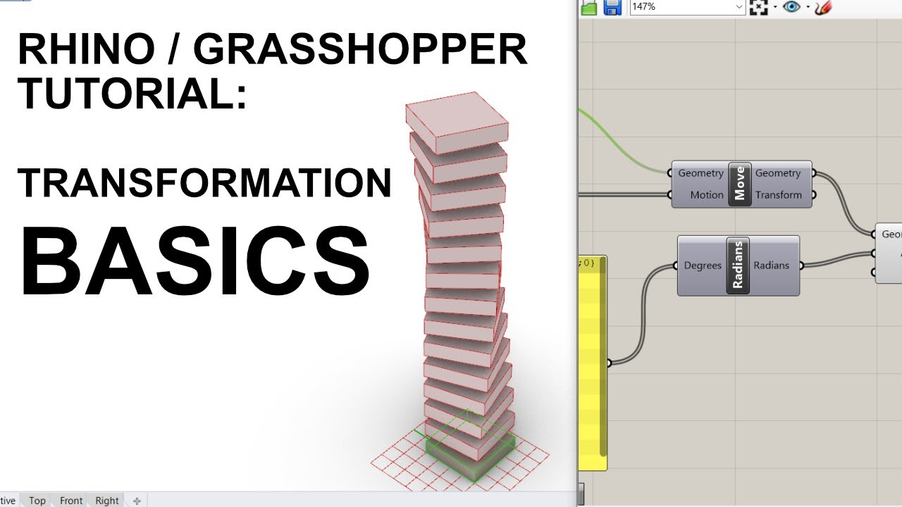 Rhino Grasshopper Tutorial Series Transformations Basics Youtube