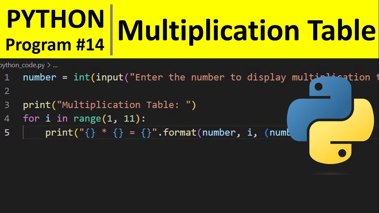 Python Program 14 Display Multiplication Table In Python Youtube