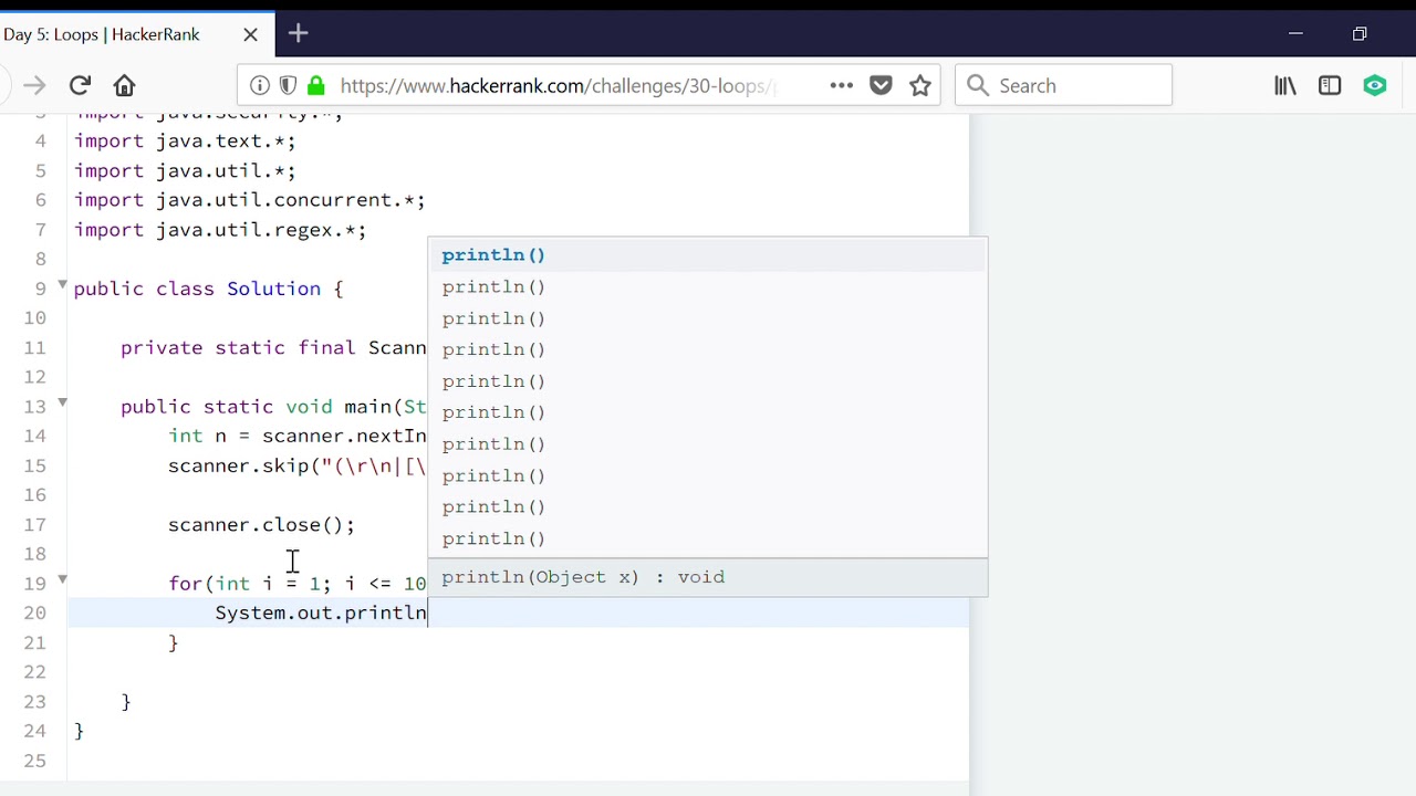 Day 5 Loops Hackerrank Java Youtube
