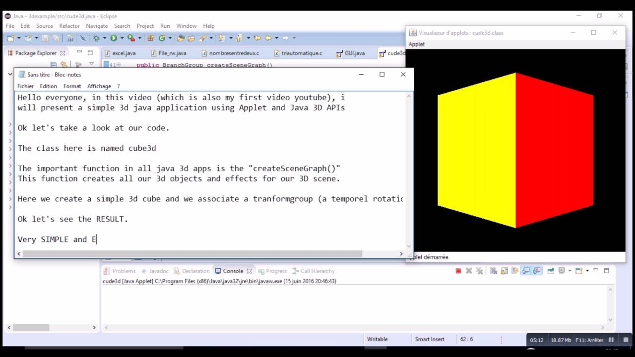 Java3d Tutorial 3d Cube Applet Youtube