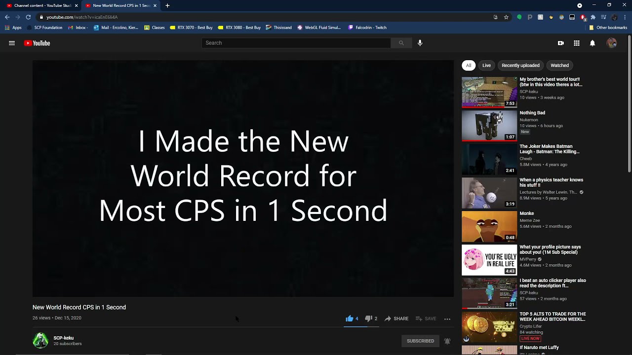 World Record For Most Cps In 1 Second Youtube