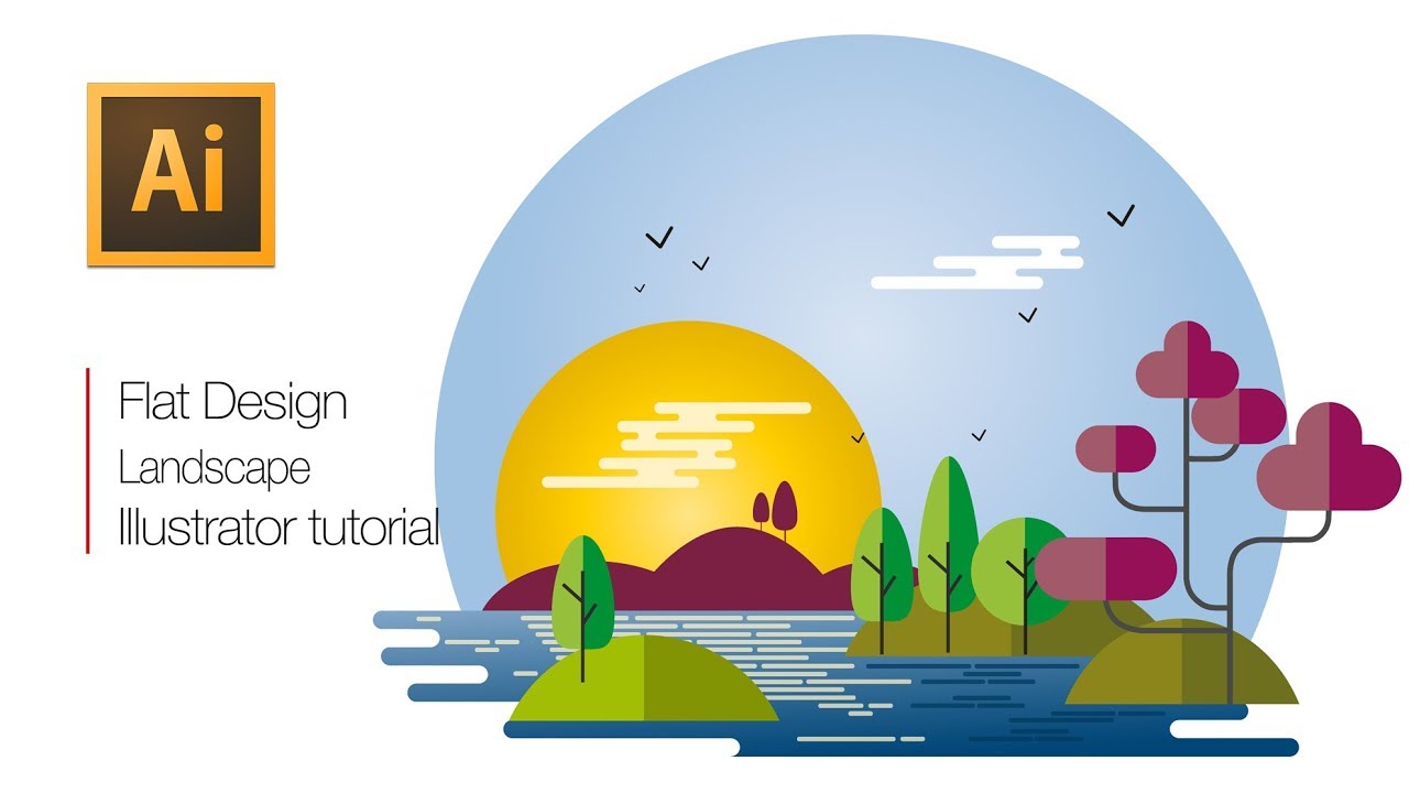 Illustrator Tutorial For Beginners How To Create A Flat Landscape