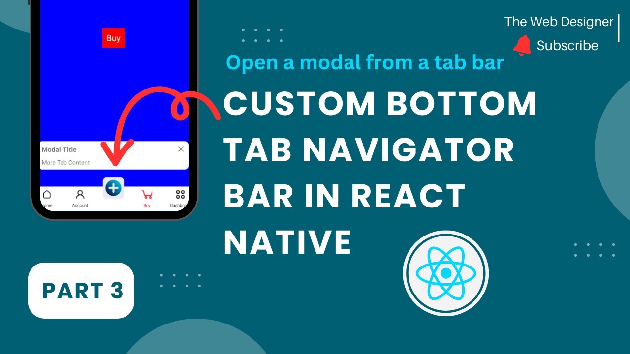 Custom Bottom Tab Navigator Bar In React Native Open Modal In Bottom