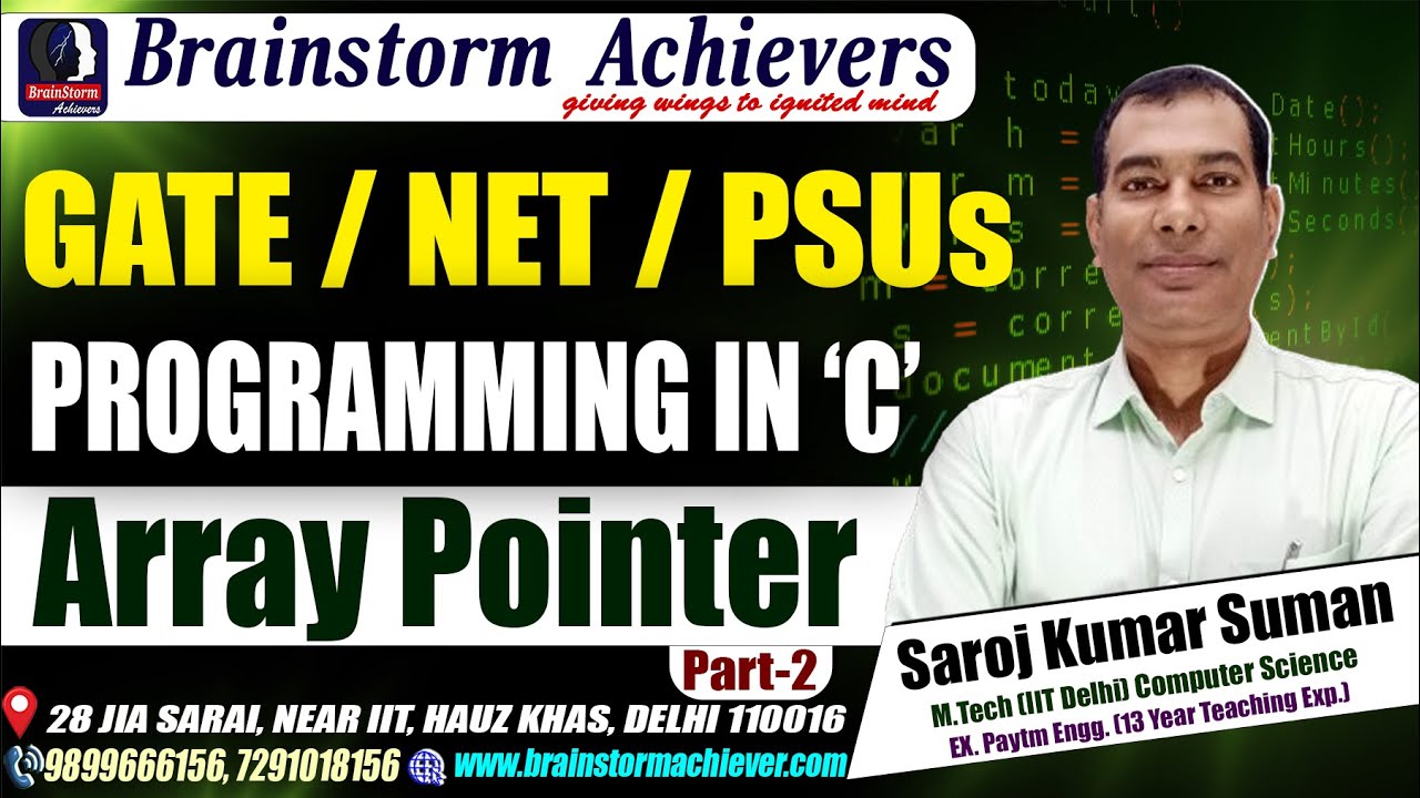 Programming In C Array Pointer Part 2 Youtube